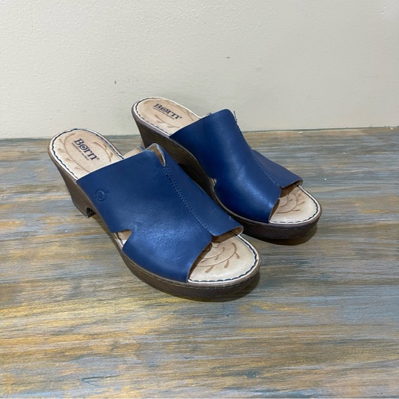 Born | Shoes | Born Crato Open Toe Heeled Sandals Leather Navy Blue ...